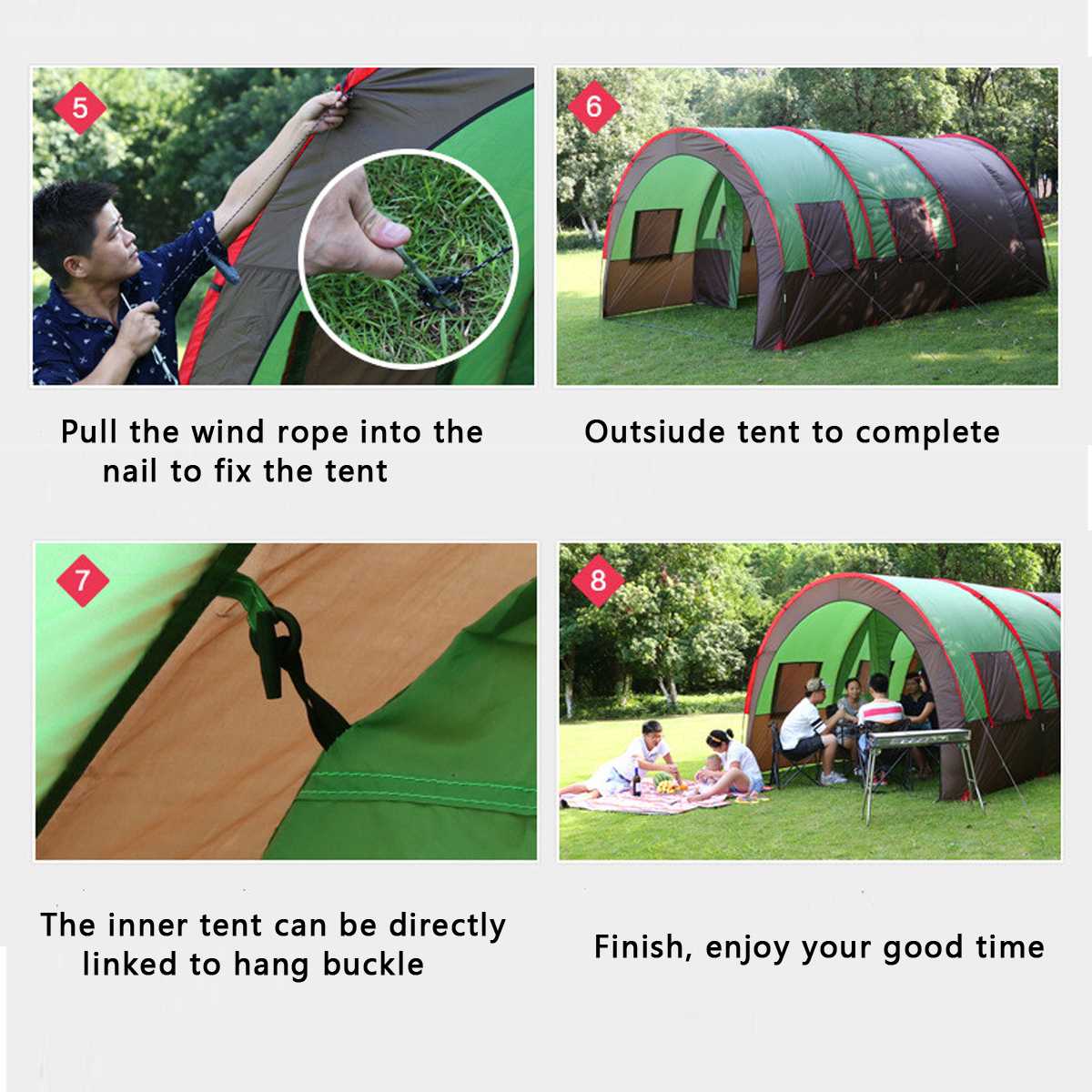 Goat Tunnel 8-10 People Waterproof Portable Travel Camping Hiking Tent ...